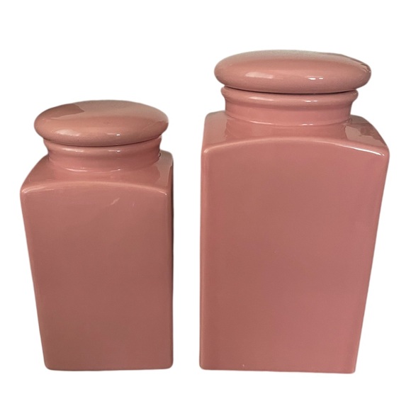 Vintage | Kitchen | Vintage Salmon Pink Lidded Kitchen Canisters | Poshmark